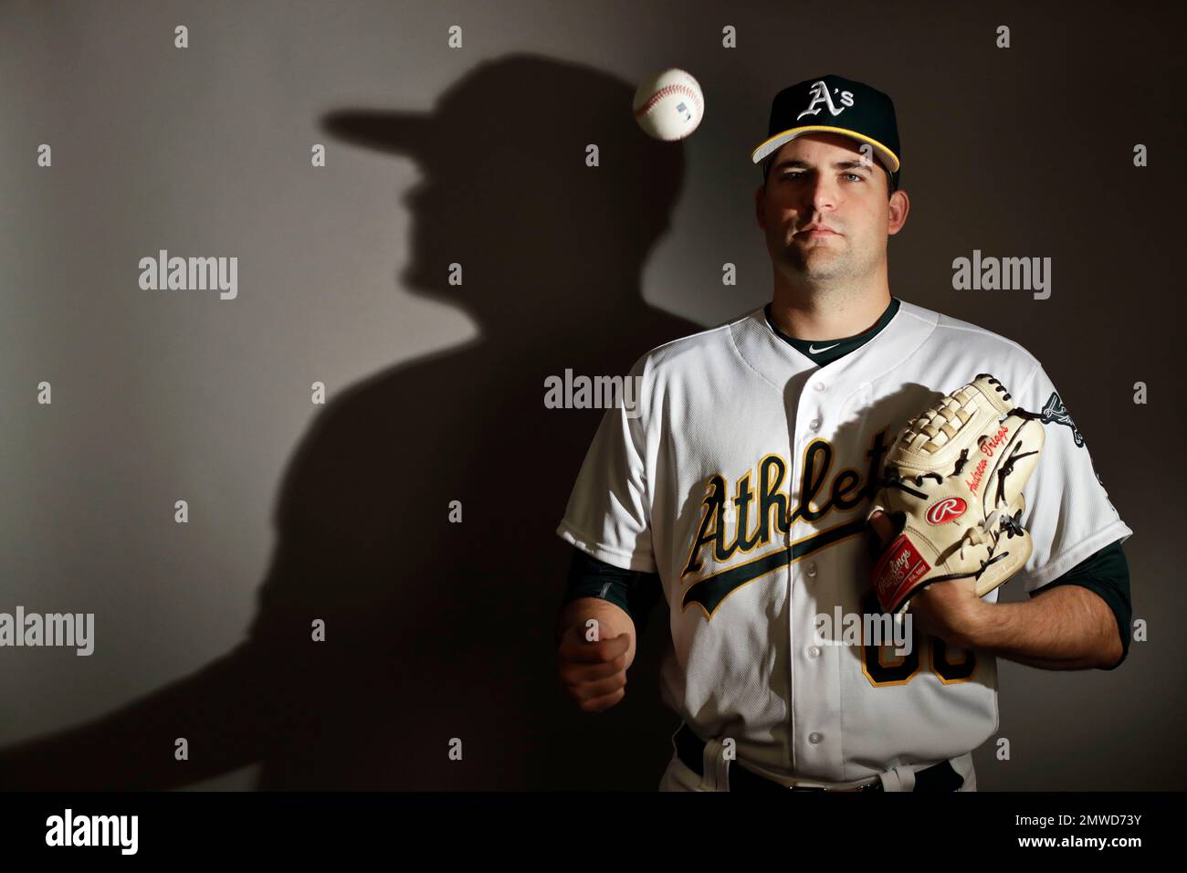 This is a 2017 photo of relief pitcher Andrew Triggs of the Oakland ...
