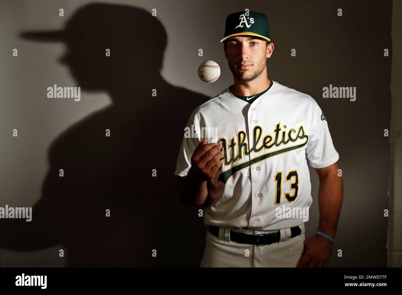 This is a 2017 photo of right fielder Matt Olson of the Oakland ...