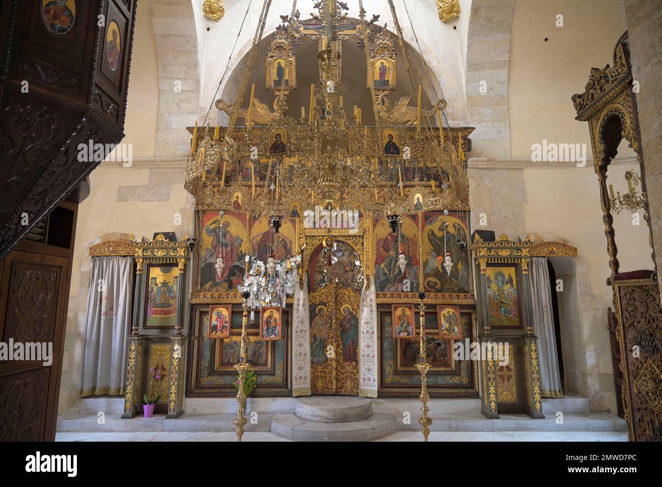 Altar, Monastery Chapel, Gonia Odigitria Monastery, Crete, Greece Stock ...