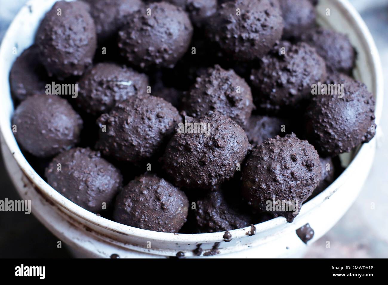 Coating Duck Eggs With Mud And Coarse Salt Process Making Traditional Salted Egg Or Telur Asin