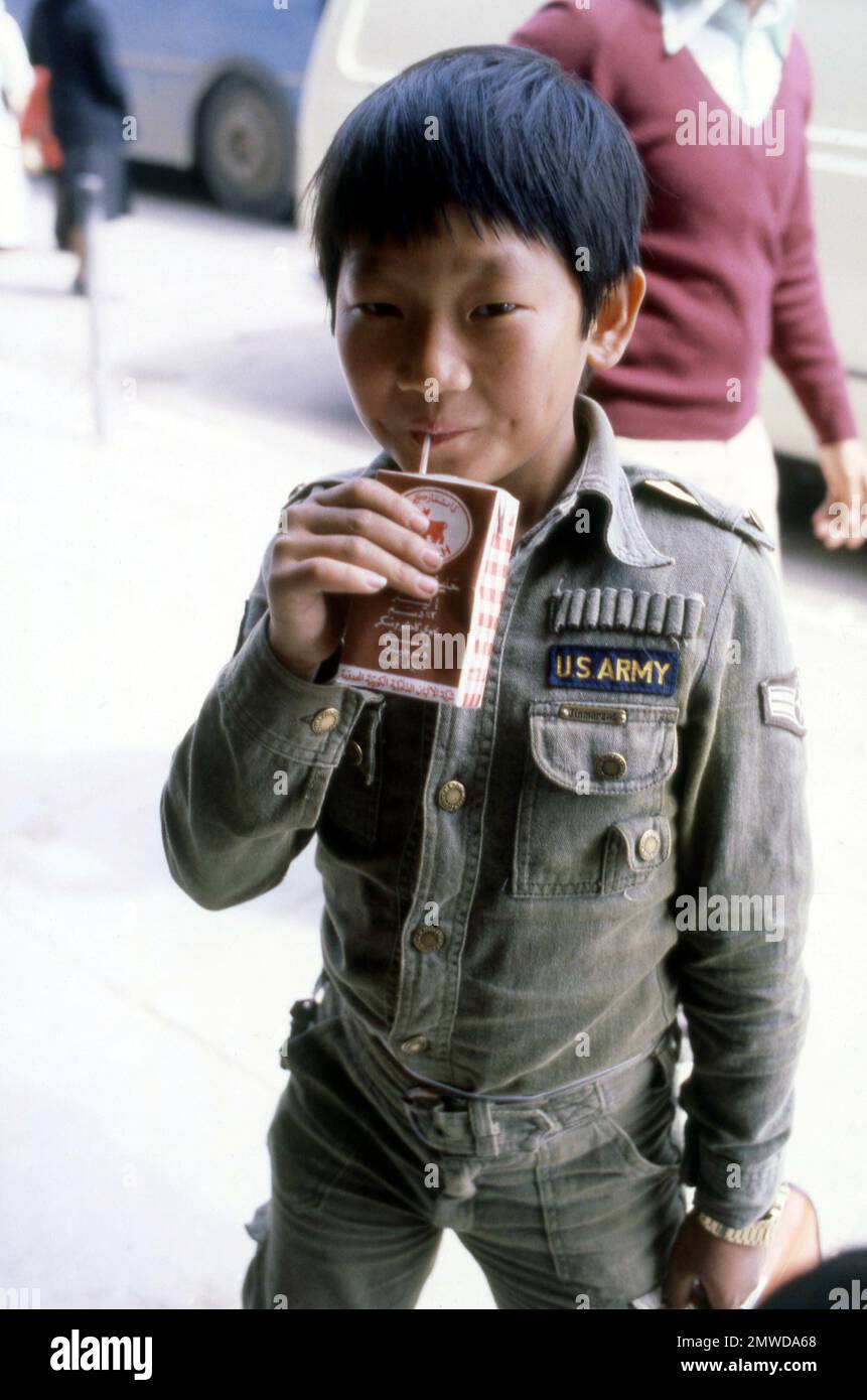A young boy in the city of Kuwait in 1980. (AP Photo Stock Photo - Alamy