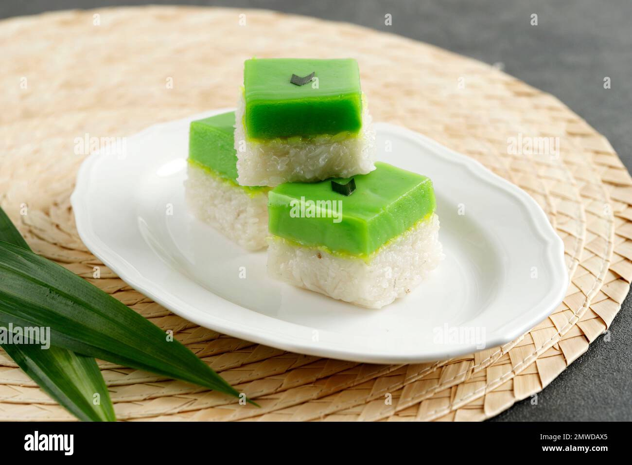 Pandan Custard Cake or Talam Ketan Pandan, Two Layered Dessert with ...
