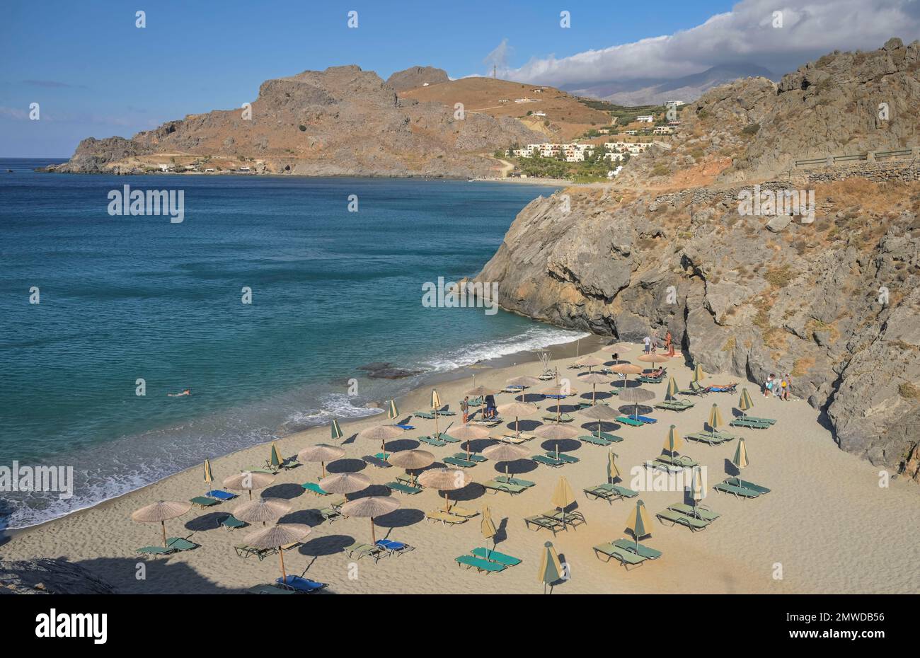 Sandy beach beach micro Ammoudi Beach, South coast, Crete, Greece Stock ...