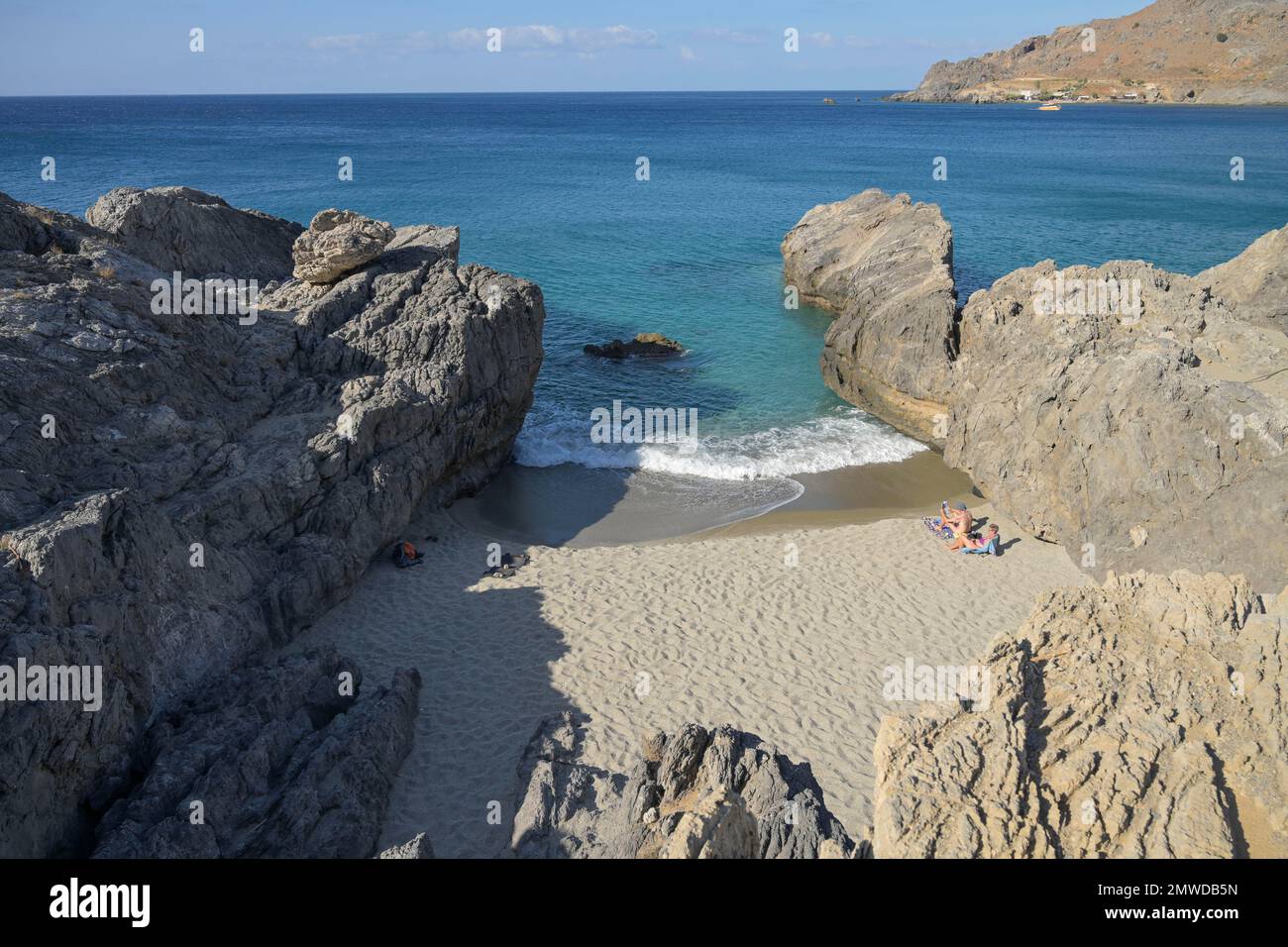Kleisidi One Rock Beach, South Coast, Crete, Greece Stock Photo - Alamy