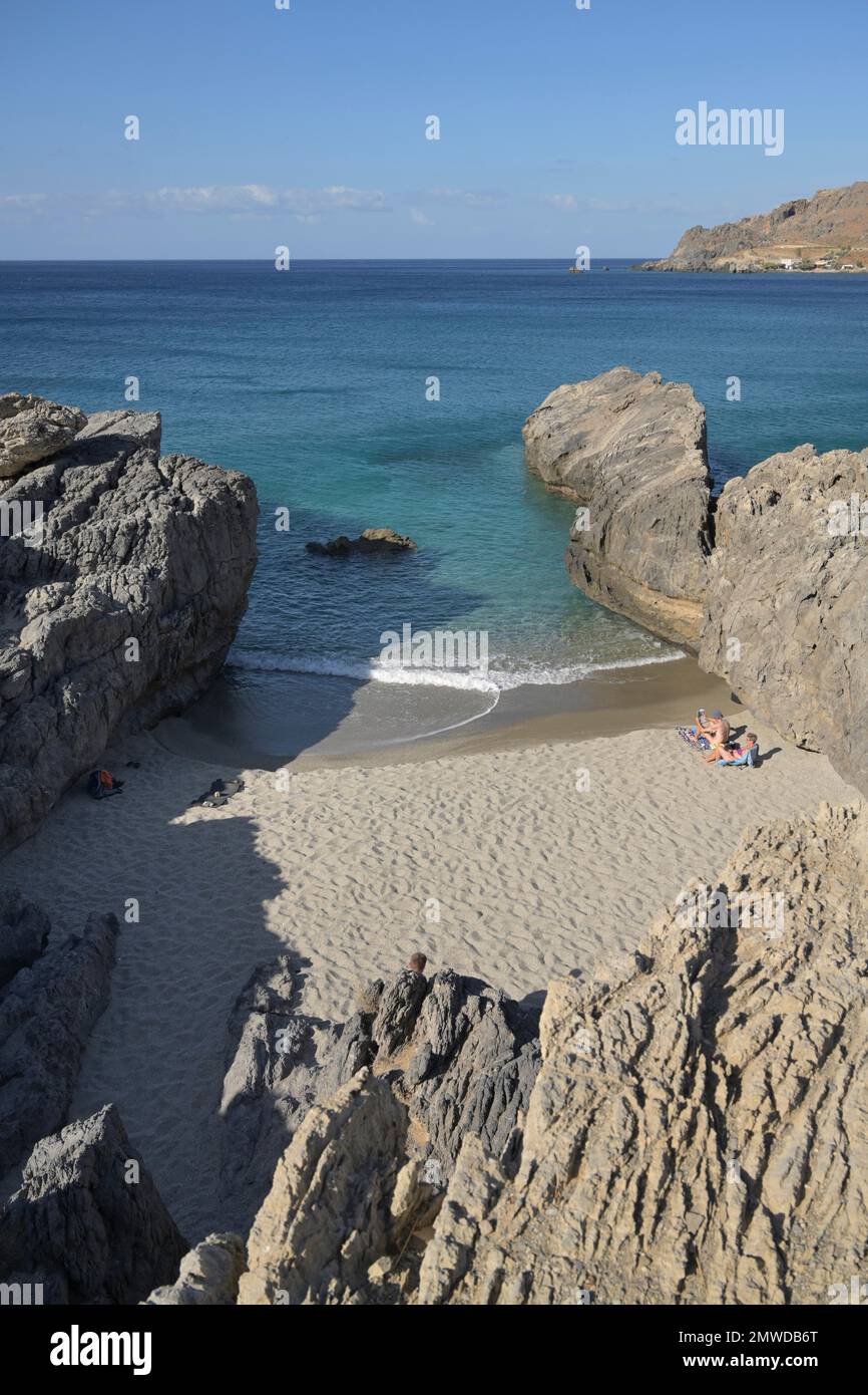 Kleisidi One Rock Beach, South Coast, Crete, Greece Stock Photo - Alamy