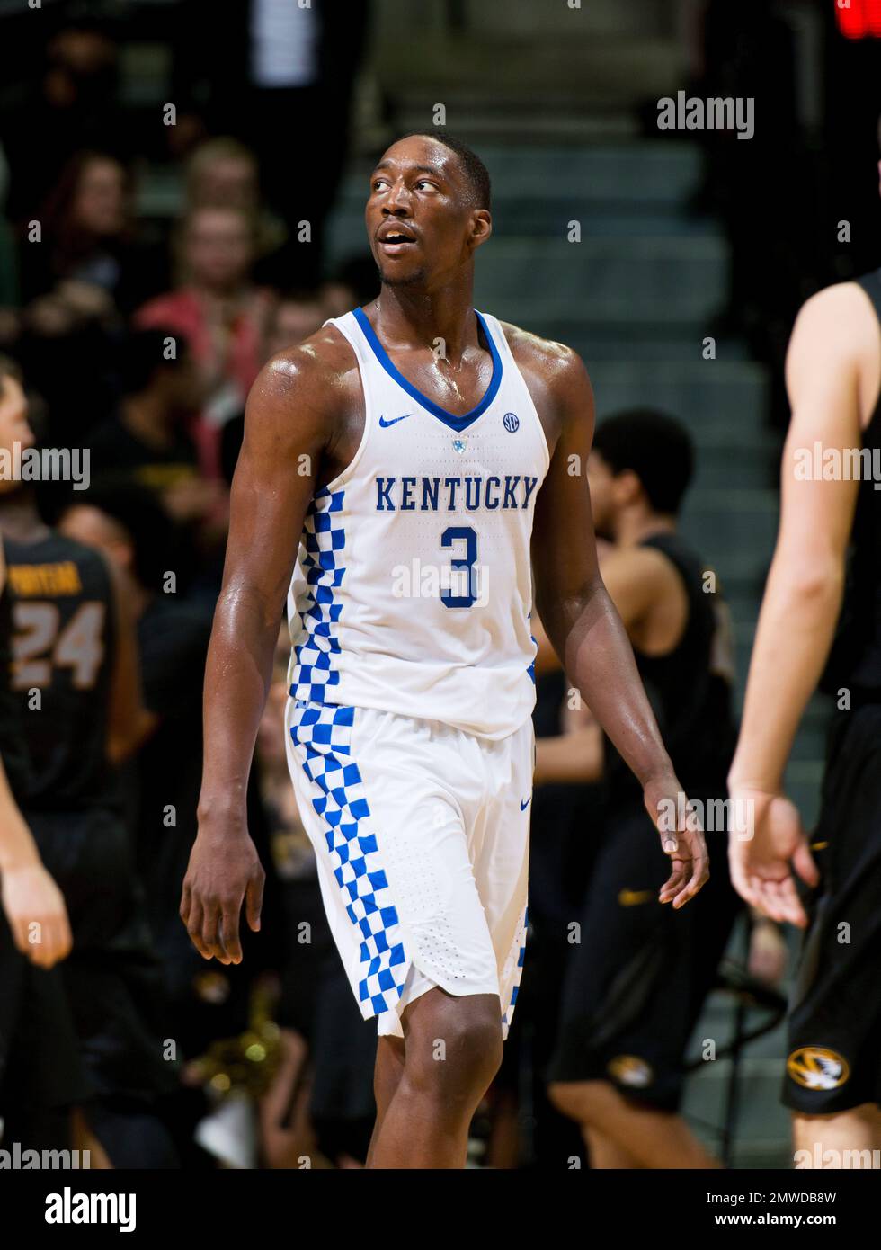 Kentucky's Edrice Adebayo looks to the crowd as he walks off the court ...