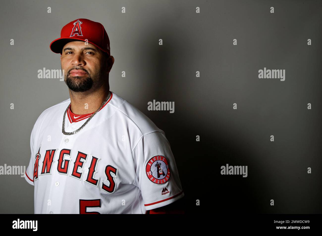This is a 2017 photo of designated hitter Albert Pujols of the Los Angeles Angels baseball team ...