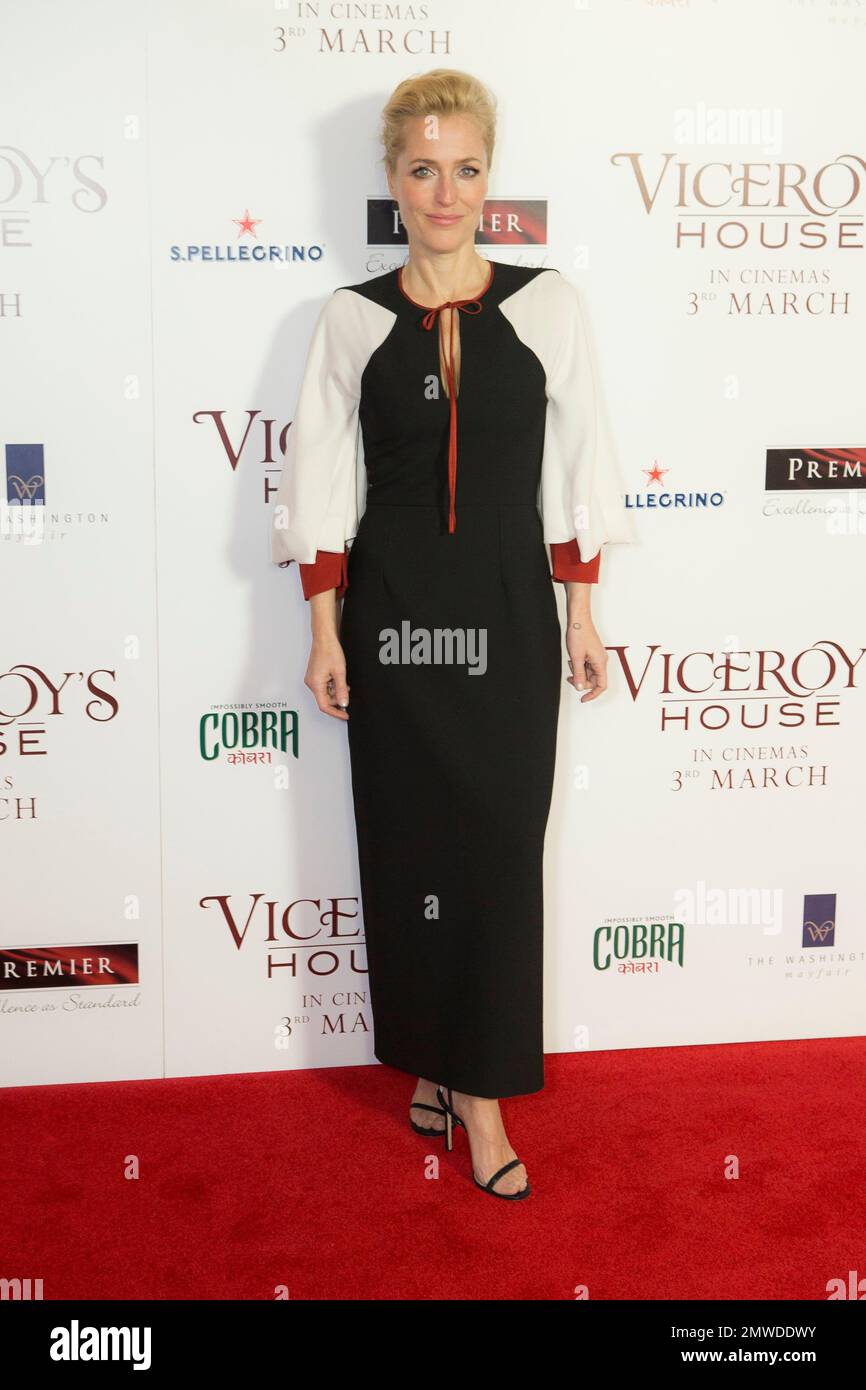 Actress Gillian Anderson poses for photographers during the premiere ...