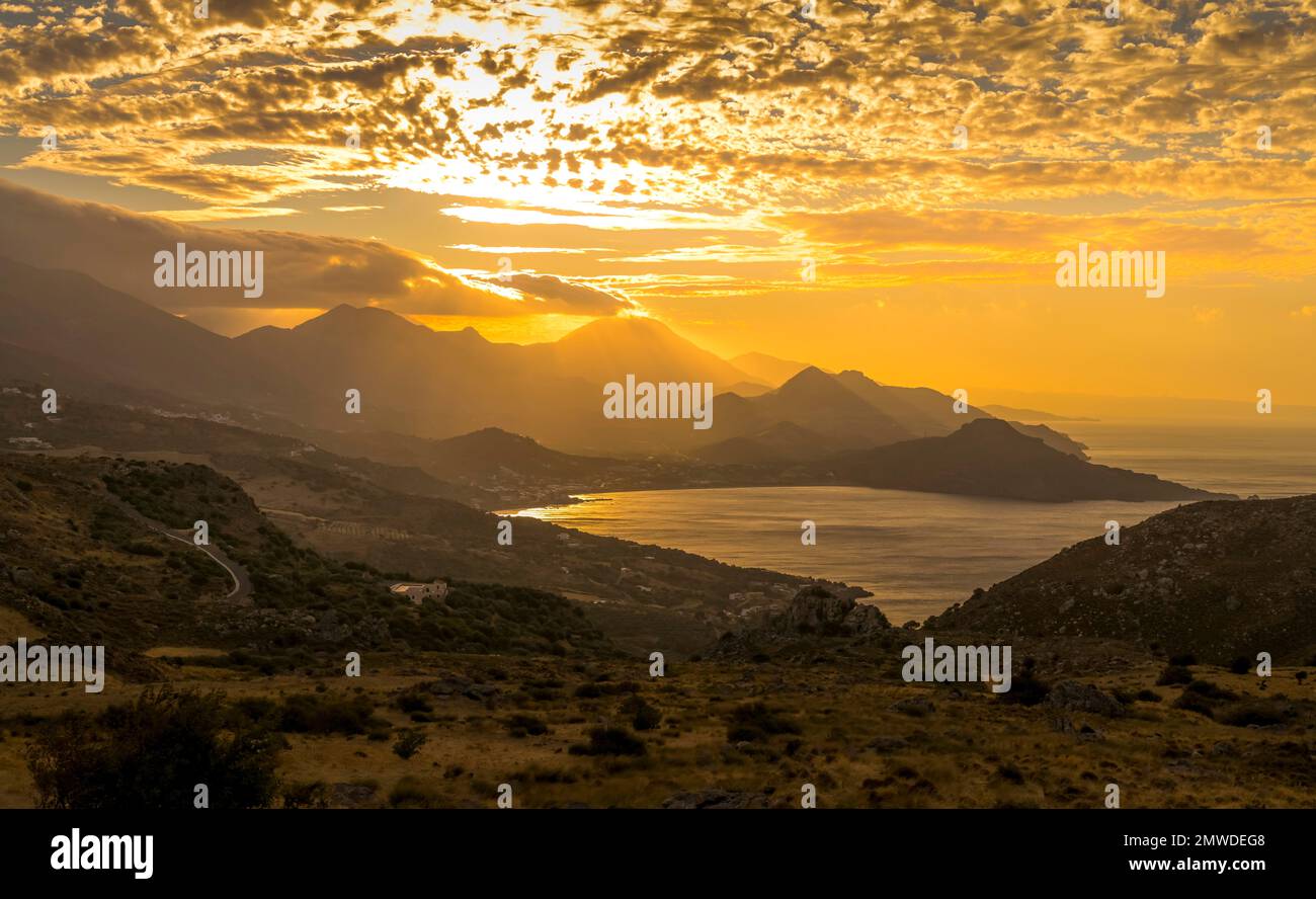 Sunrise, Bay of Plakias, South Coast, Crete, Greece Stock Photo - Alamy