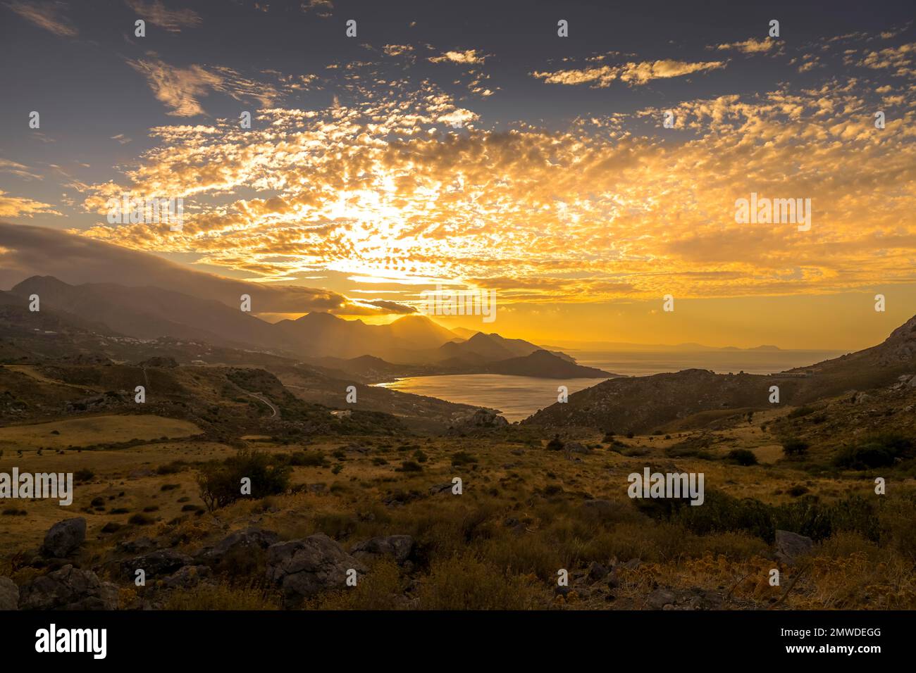 Sunrise, Bay of Plakias, South Coast, Crete, Greece Stock Photo - Alamy