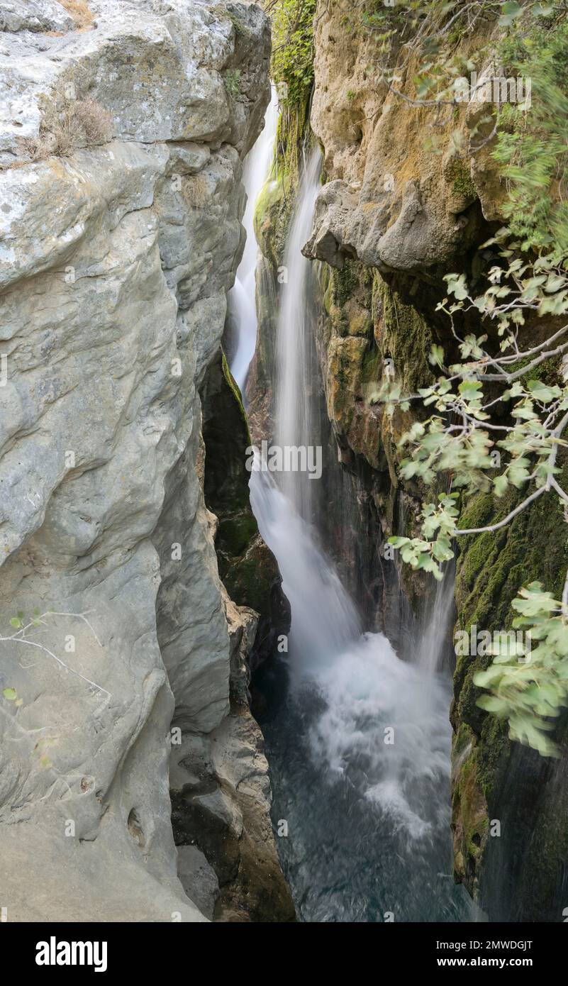 Waterfall, Kourtaliotiko Gorge, Crete, Greece Stock Photo - Alamy