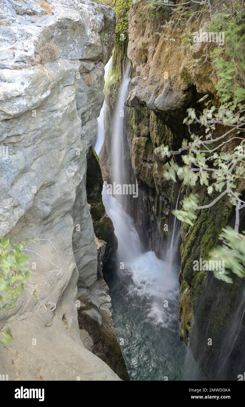 Waterfall, Kourtaliotiko Gorge, Crete, Greece Stock Photo - Alamy