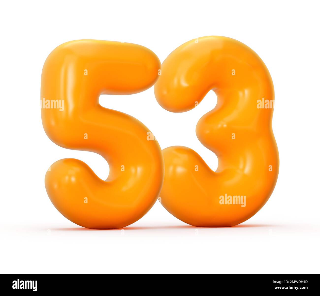 A 3d rendering of a glossy orange jelly number 53 isolated on white ...
