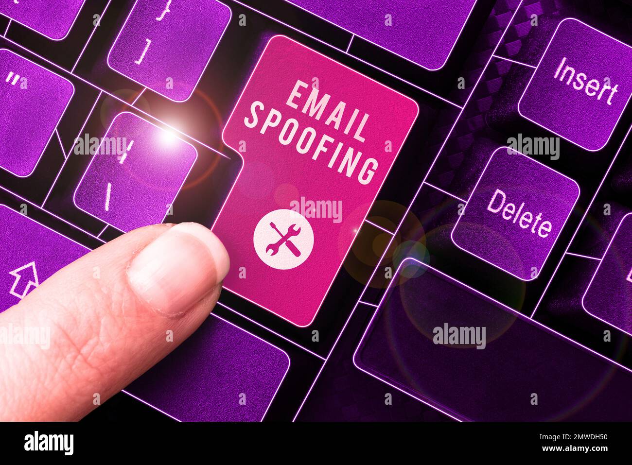 Text caption presenting Email Spoofing. Internet Concept secure the ...