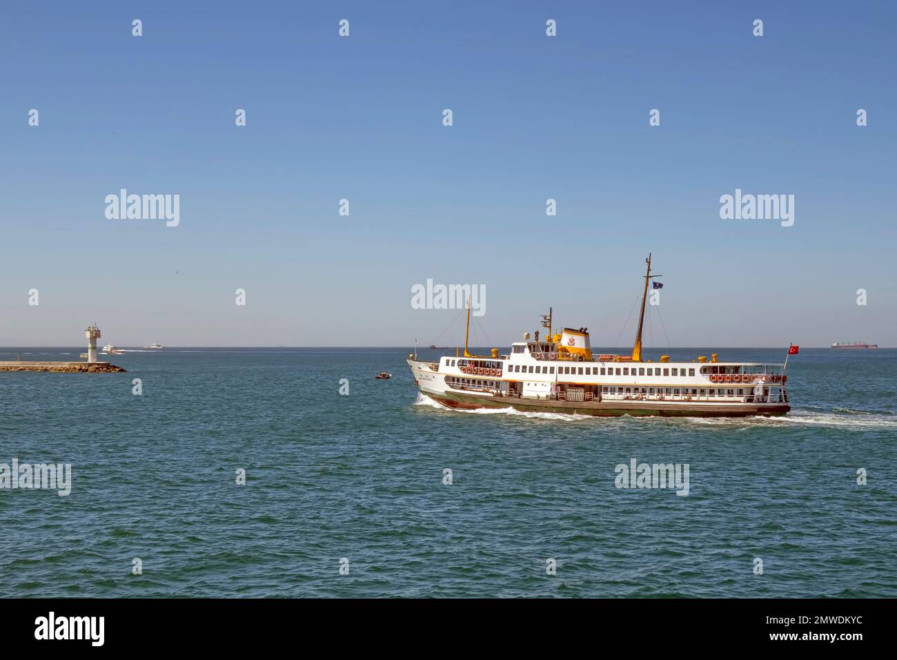 The city lines ferry on a voyage on the magnificent Bosphorus waterway ...