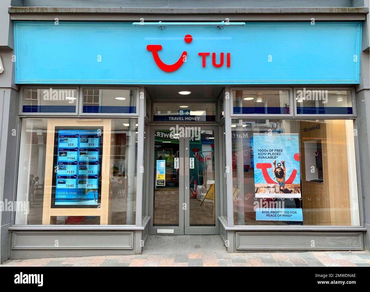 The facade of the Tui travel shop in the High Street, Chelmsford, Essex ...