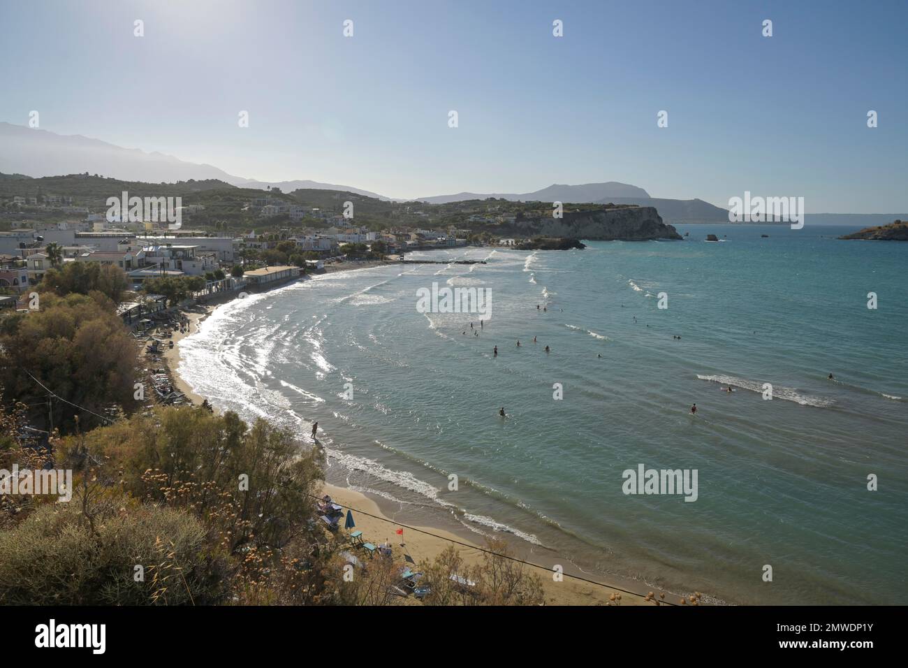 Beach, Almyrida Bay, North Coast, Crete, Greece Stock Photo - Alamy