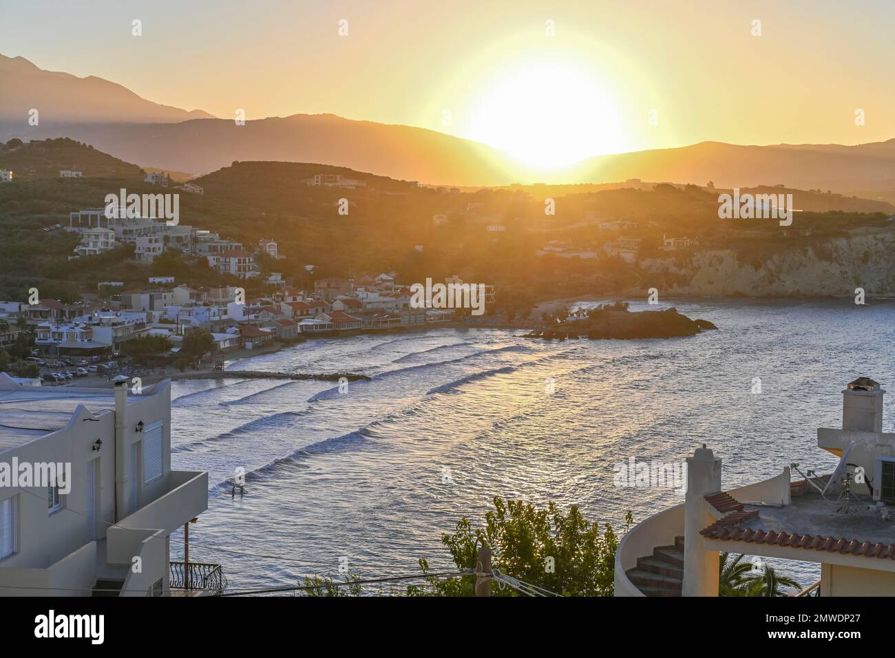 Beach, Almyrida Bay, North Coast, Crete, Greece Stock Photo - Alamy