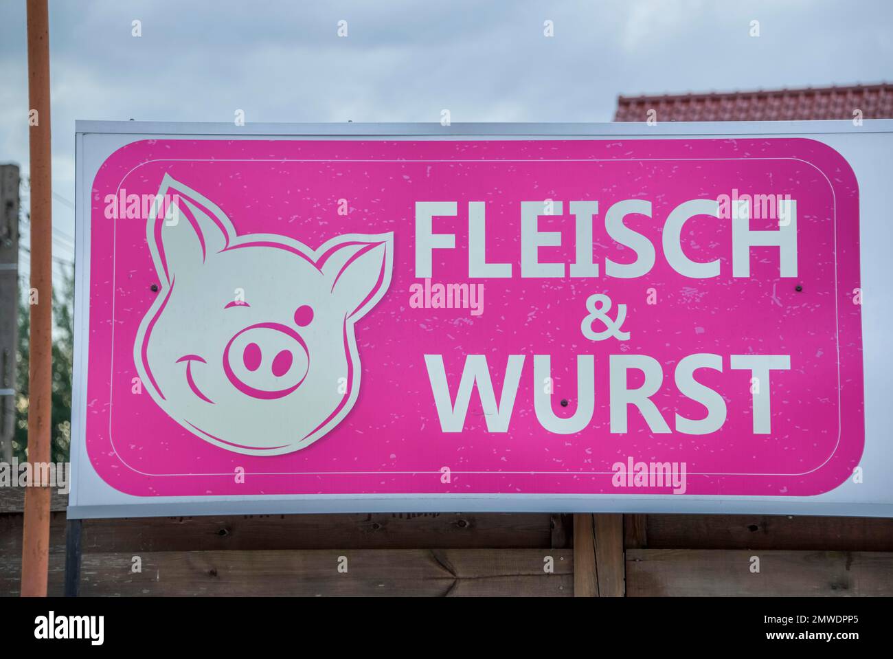 Meat and Sausage Shop, Border Market, Leknica, Poland Stock Photo - Alamy