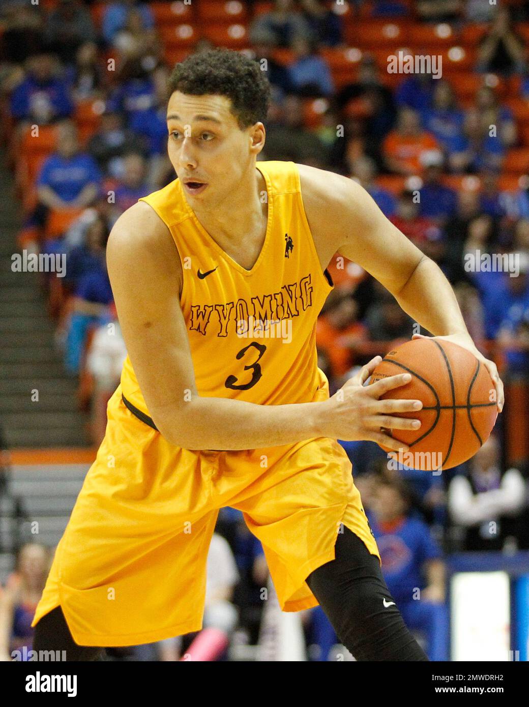 Wyoming's Alexander Aka Gorski (3) moves the ball during the second ...