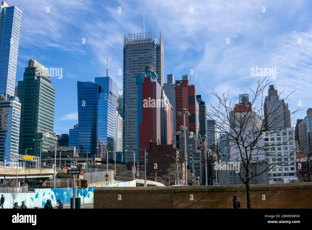 New York, NY - USA - Jan 28, 2023 View of Manhattan’s westside skyline ...