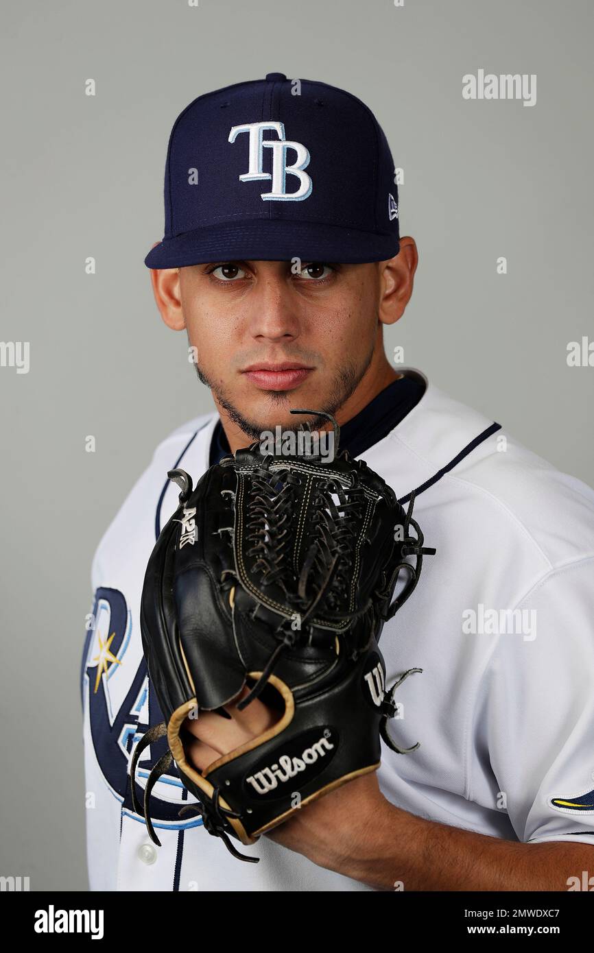Tampa Bay Rays' Jose De Leon poses for a picture during the team's ...