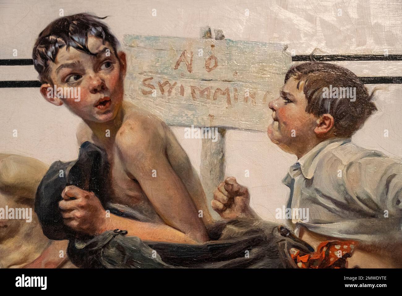 Norman Rockwell painting called No Swimming done in 1921 for the ...