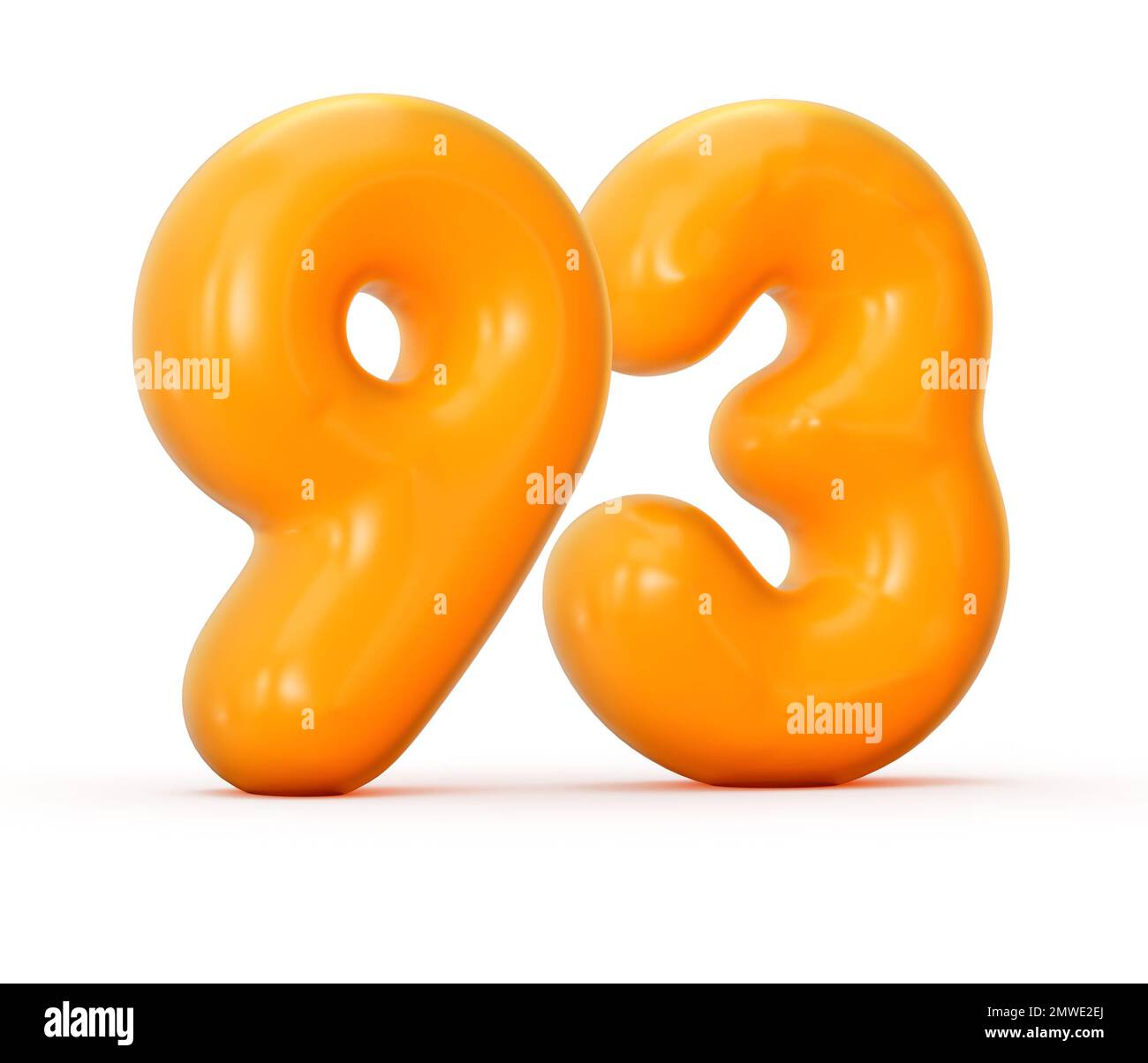 A 3D illustration of a Glossy orange jelly number 93 isolated on a white background Stock Photo ...