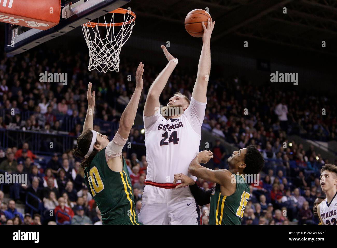 Gonzaga center Przemek Karnowski (24) shoots against San Francisco ...