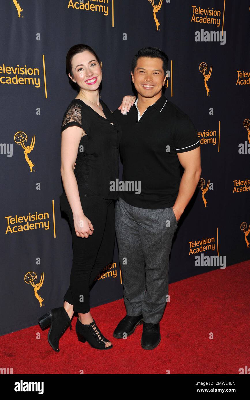 Rachel Grate, left, and Vincent Rodriguez III arrive at the Television ...