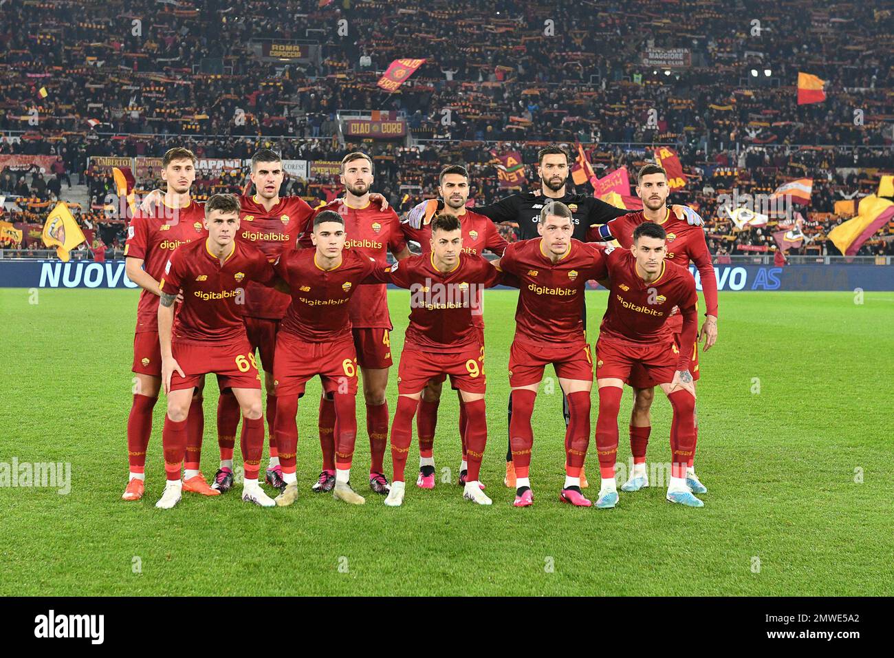the starting line up of AS Roma during Coppa Italia 2022 2023 Match ...