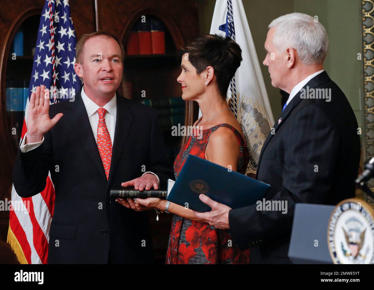 Vice President Mike Pence swears in Mick Mulvaney as Director of Office ...