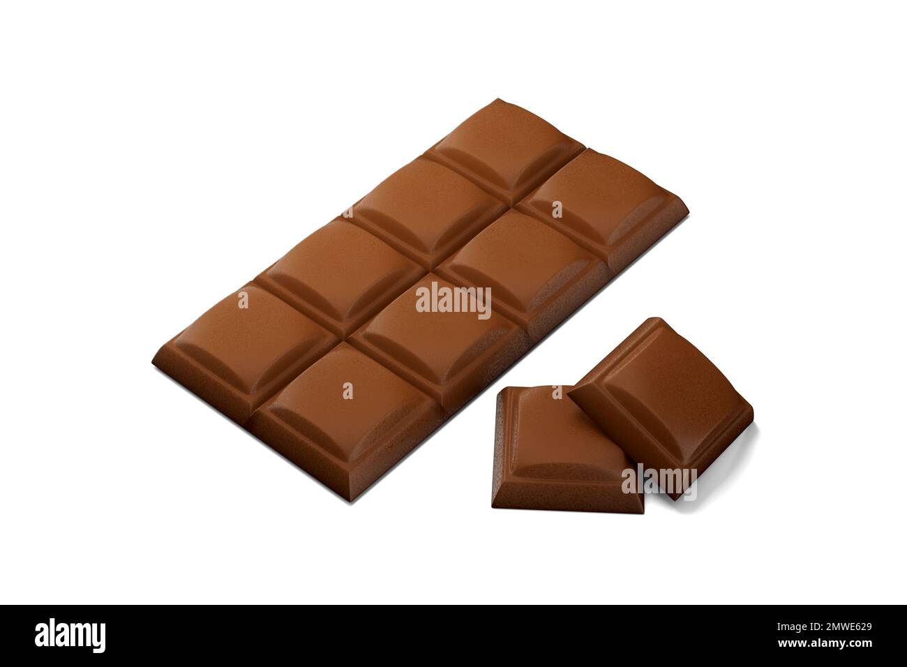 A 3D illustration of a chocolate bar isolated on a white background ...