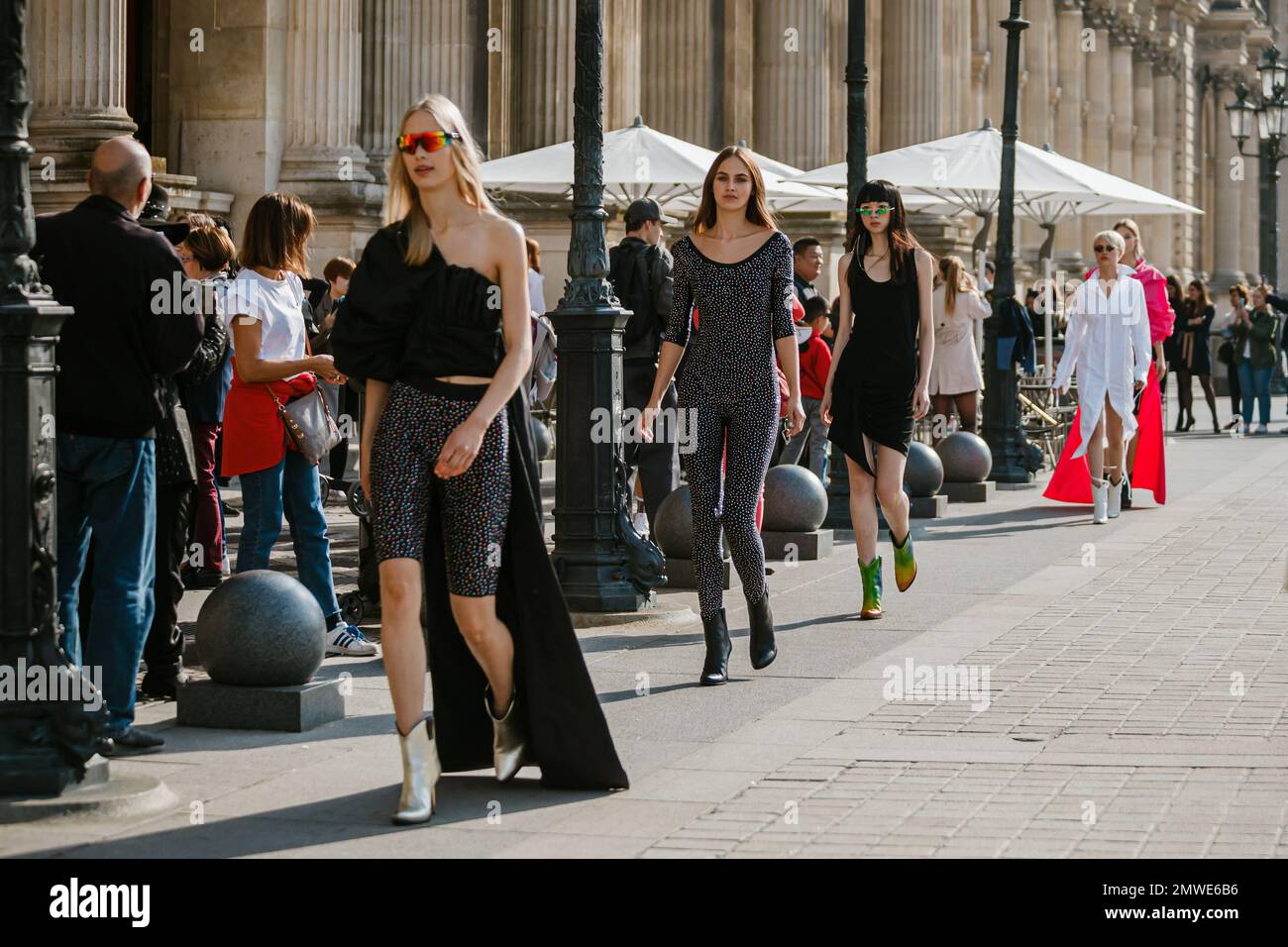 Models outside Each X Other show during Paris Fashion Week Womenswear ...
