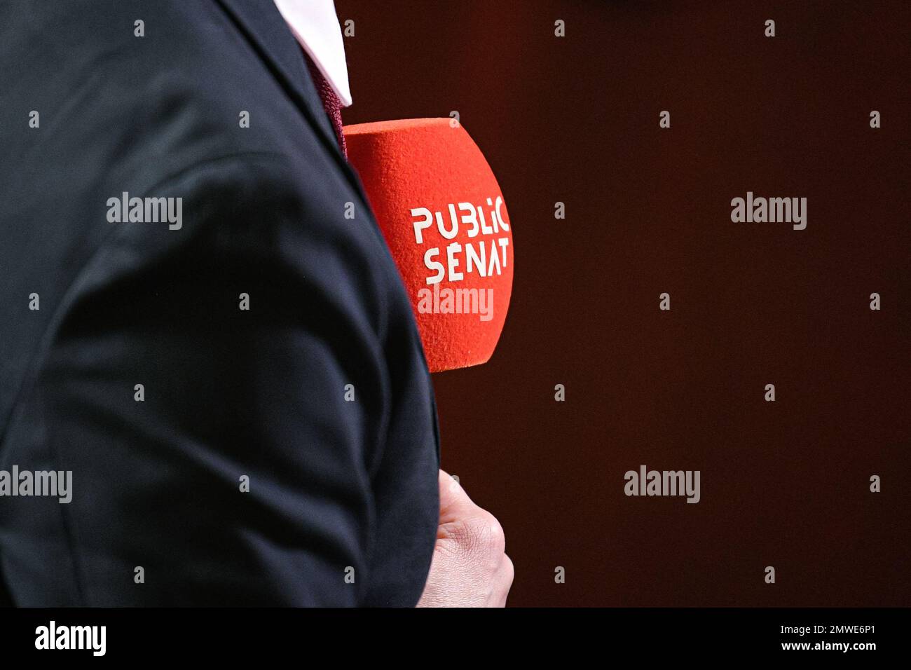 Paris, France on February 1, 2023. Microphone illustration (mic, mike ...