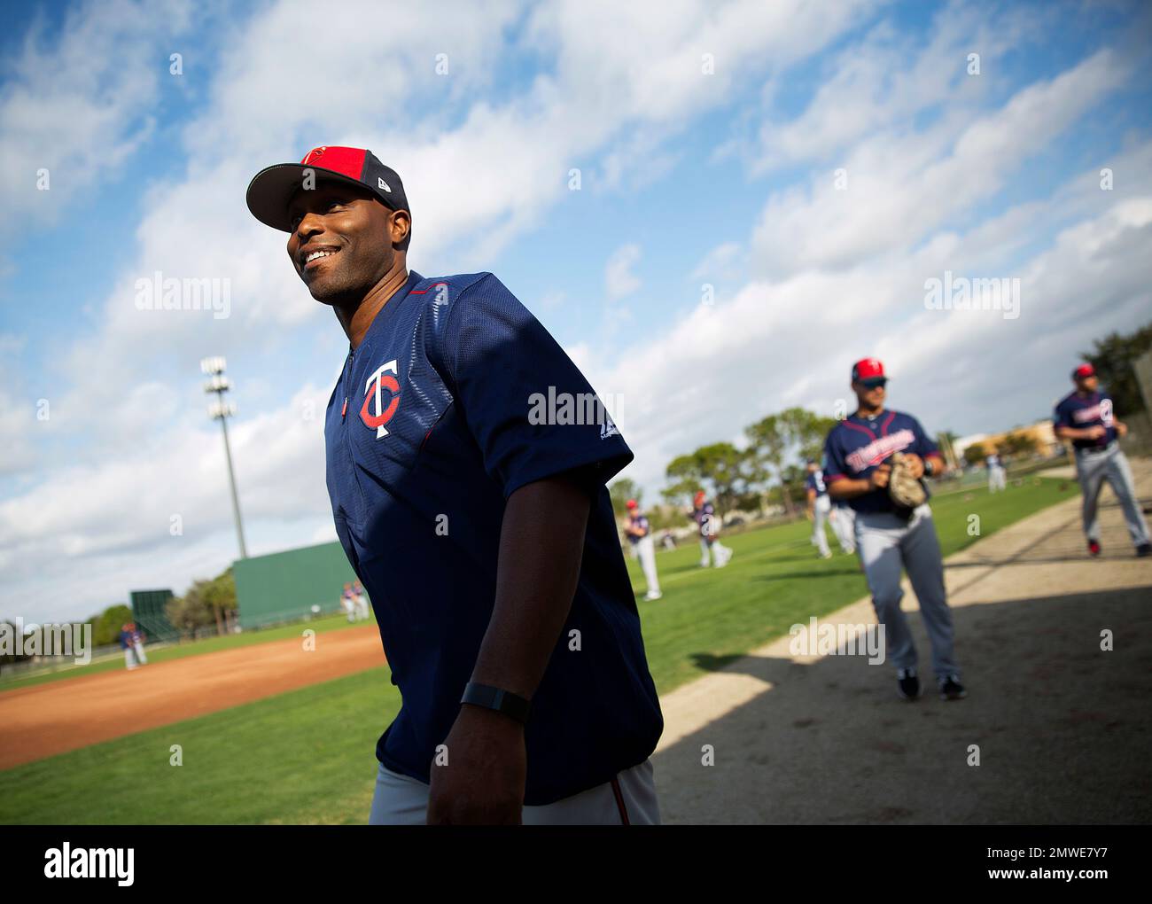 Former Minnesota Twins player and now coach Torii Hunter walks on the ...