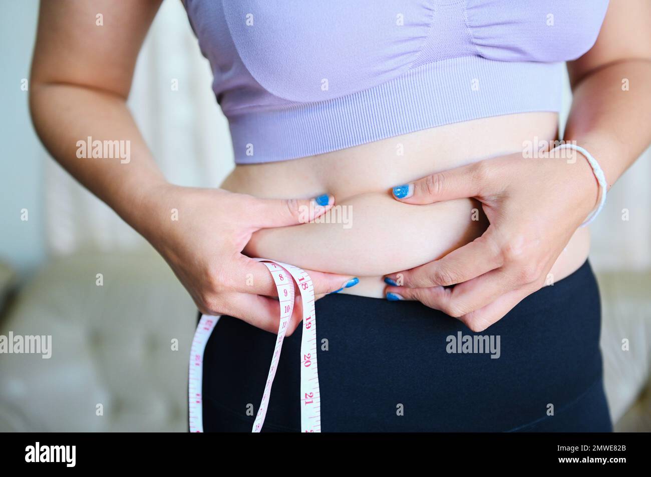 Fat Woman Measuring Fat Woman Fat Belly Chubby Paunchy Sport