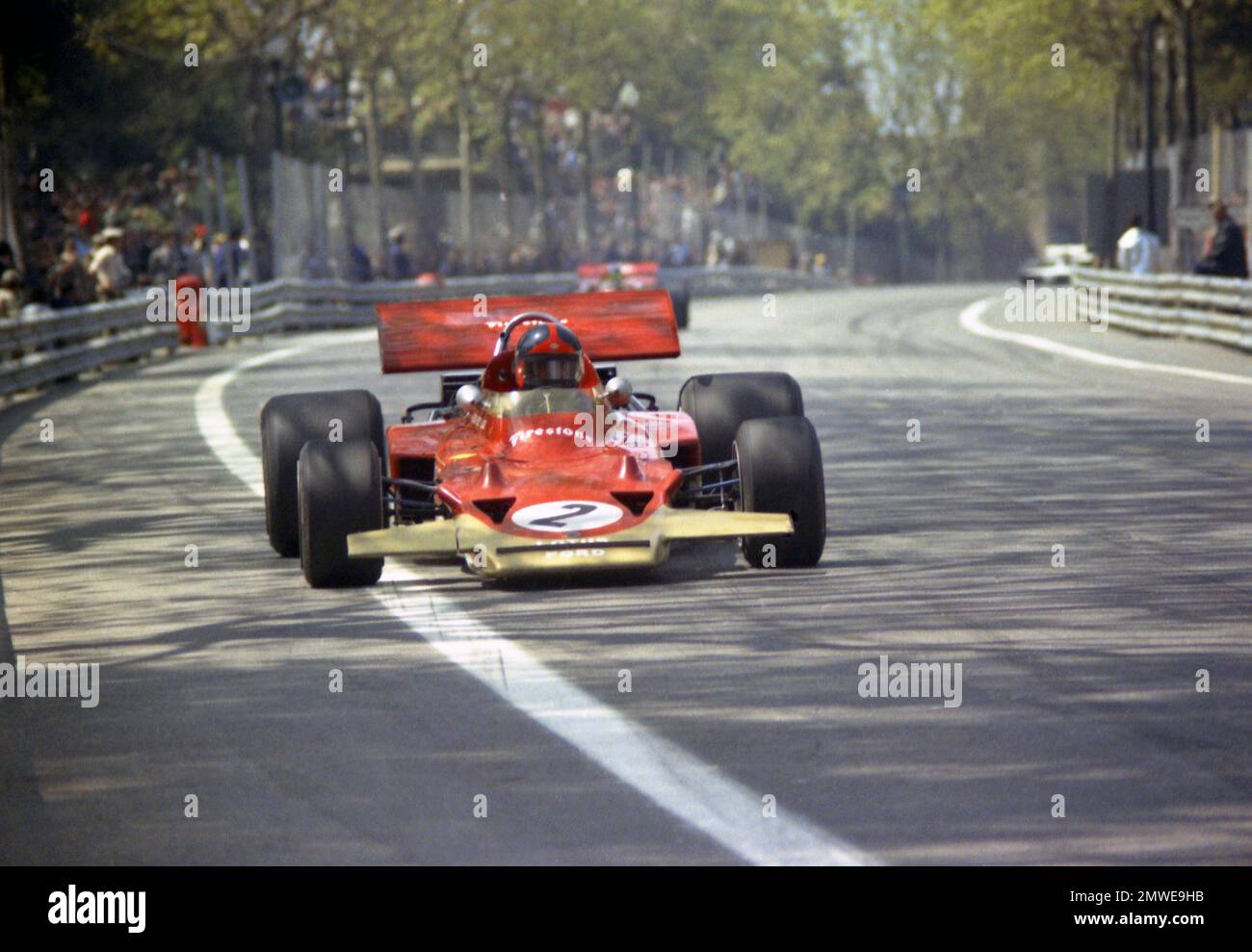 Emerson Fittipaldi of Brazil in a Lotus 72 Ford car during the Spanish ...