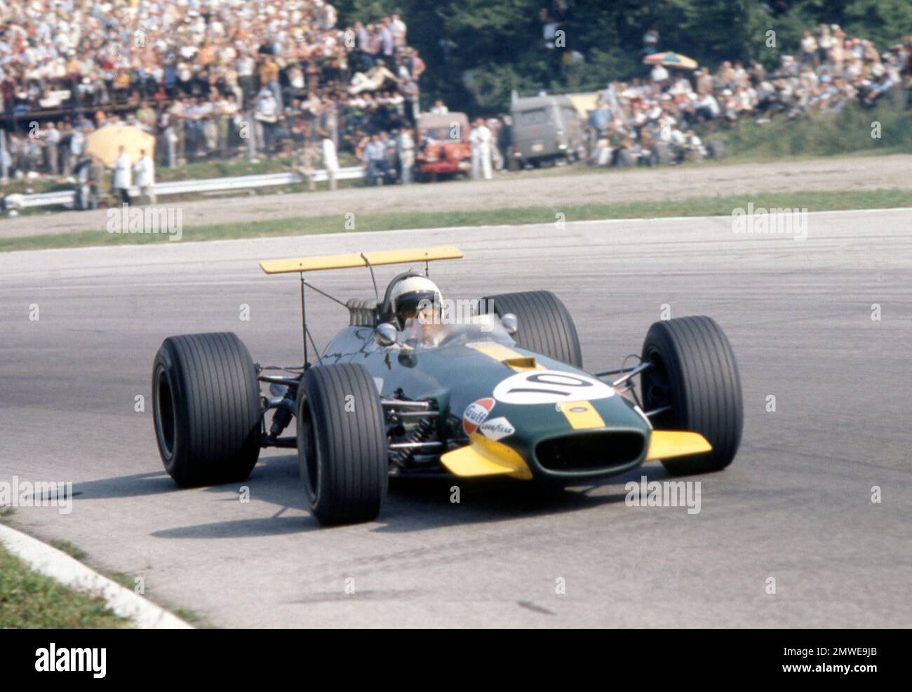 Jack Brabham of Australia, driving a Brabham car, in action in the ...