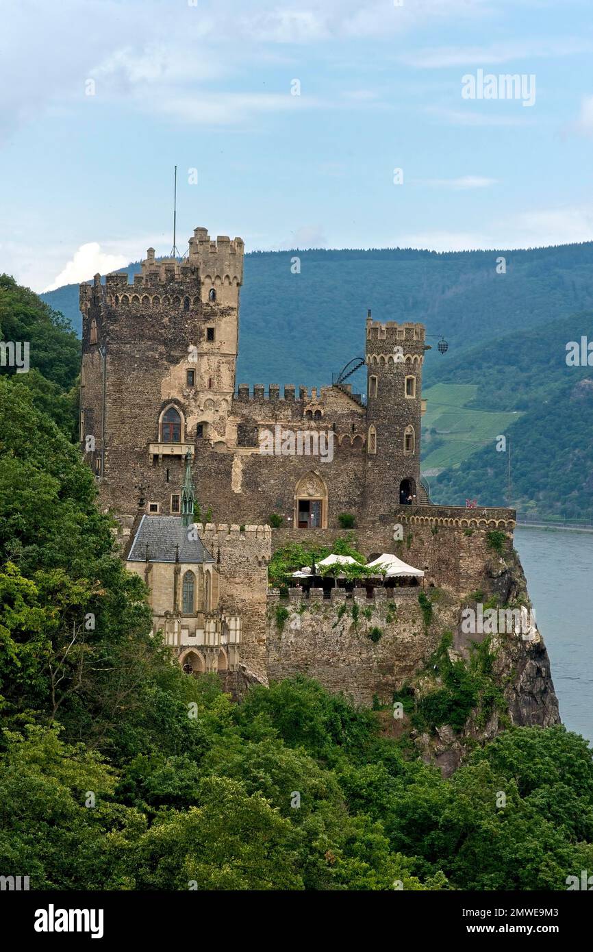 View of rheinstein castle near trechtingshausen hi-res stock ...