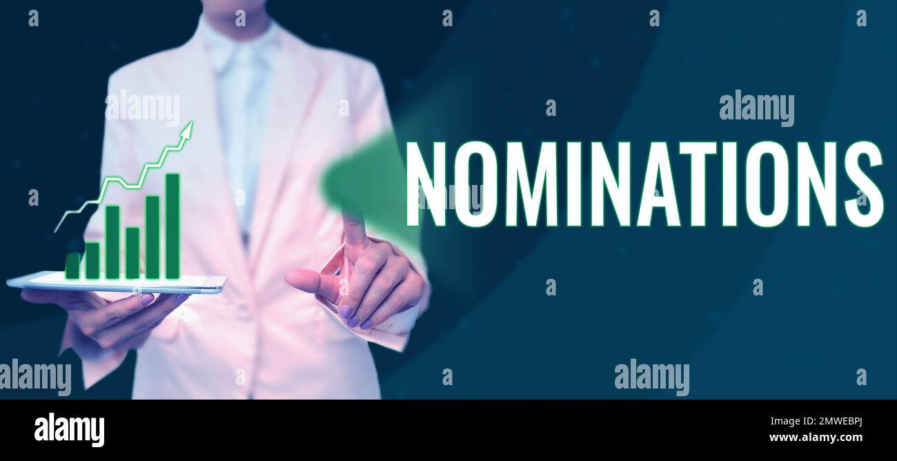 Conceptual caption Nominations. Concept meaning the act of officially ...