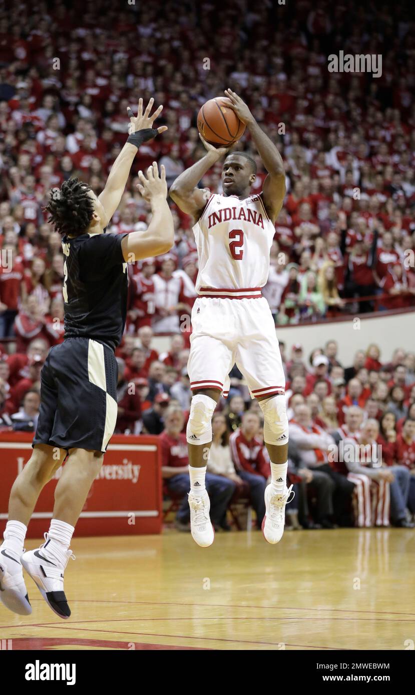 Indiana's Josh Newkirk (2) shoots against Purdue's Carsen Edwards (3 ...