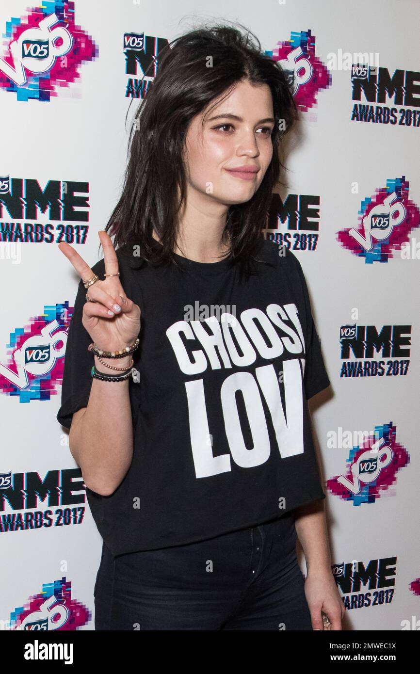 Pixie Geldof poses for photographers upon arrival at the NME 2017 music ...