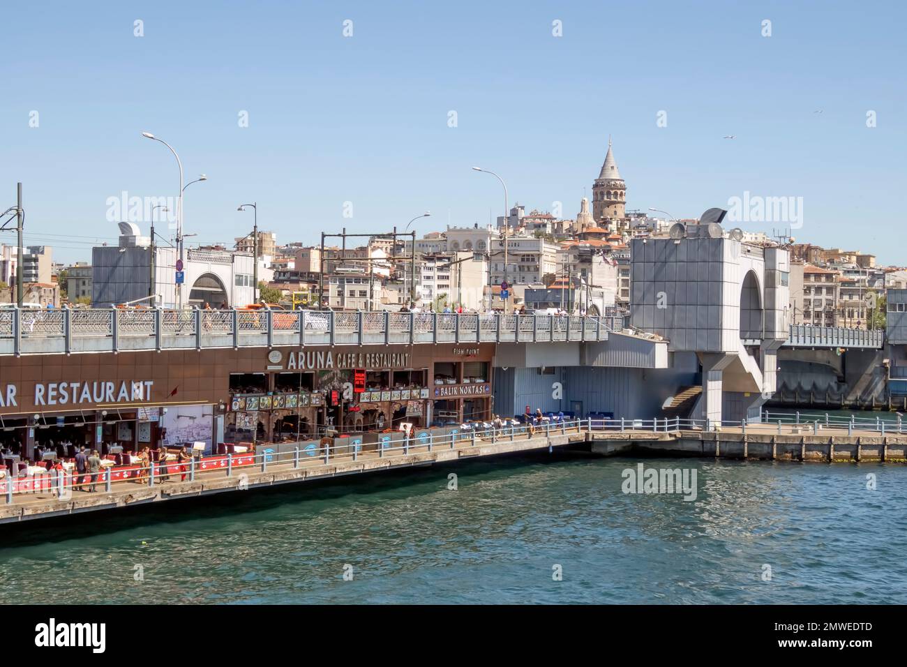 The Galata bridge and the cityscape of Istanbul including the ...