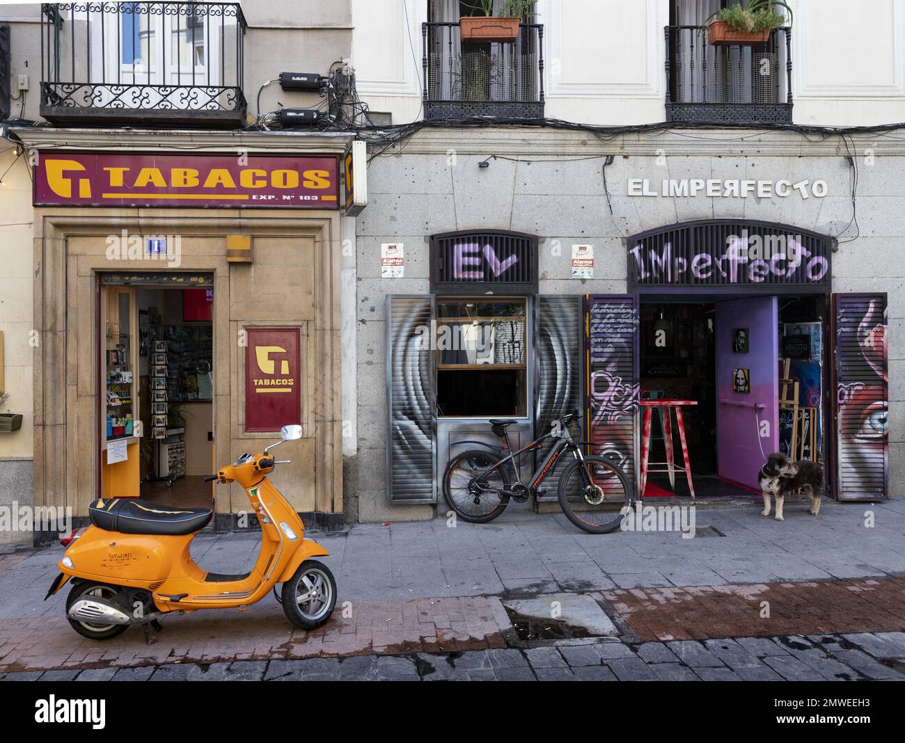 Tobacco shop and bar, Old Town of Madrid, Capital, Spain, Southern ...