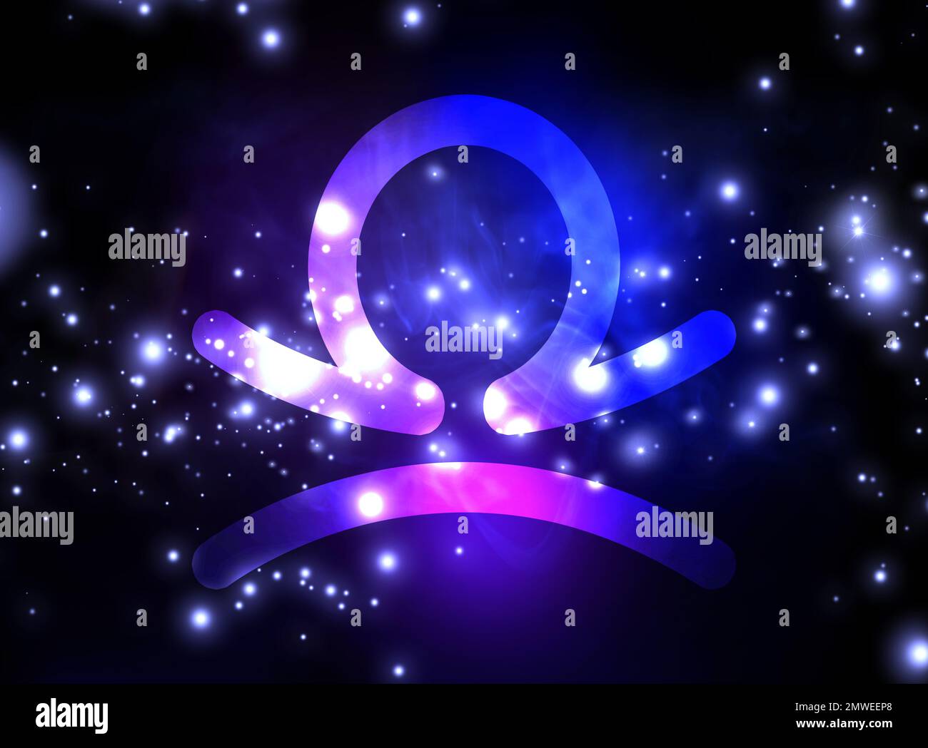 Libra astrological sign and night sky with stars. Illustration Stock ...