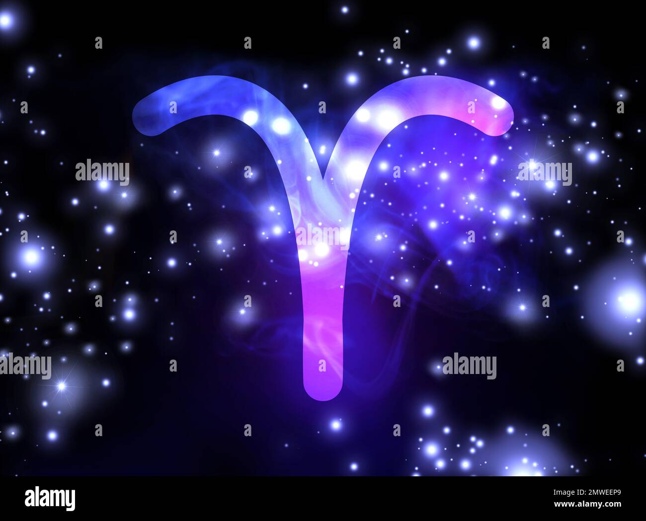 Aries astrological sign and night sky with stars. Illustration Stock ...