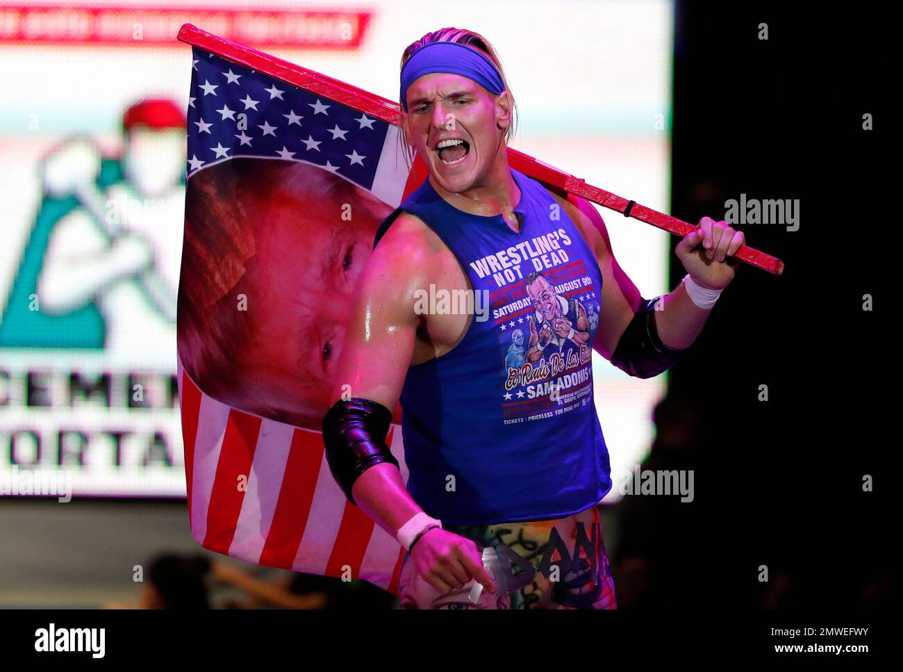 American pro wrestler Sam Polinsky aka Sam Adonis holds an American ...