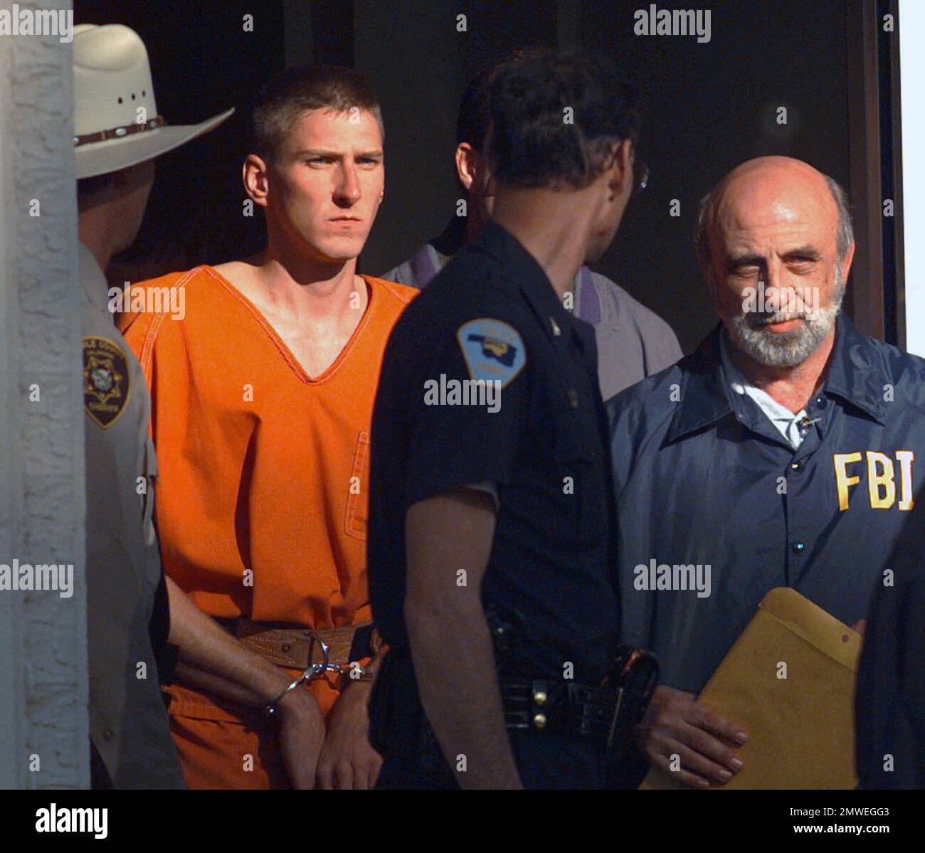 FILE - In this April 21, 1995 file photo, Timothy James McVeigh is led ...