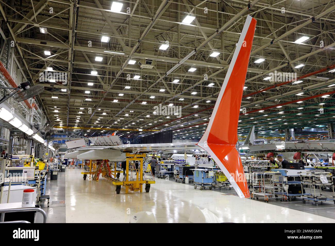 Boeing 737 MAX winglets, which sweep up and down from the wingtip and ...